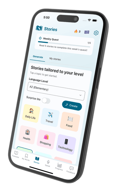 FluencyDrop - AI Language Learning with Stories | Free Web + Mobile App